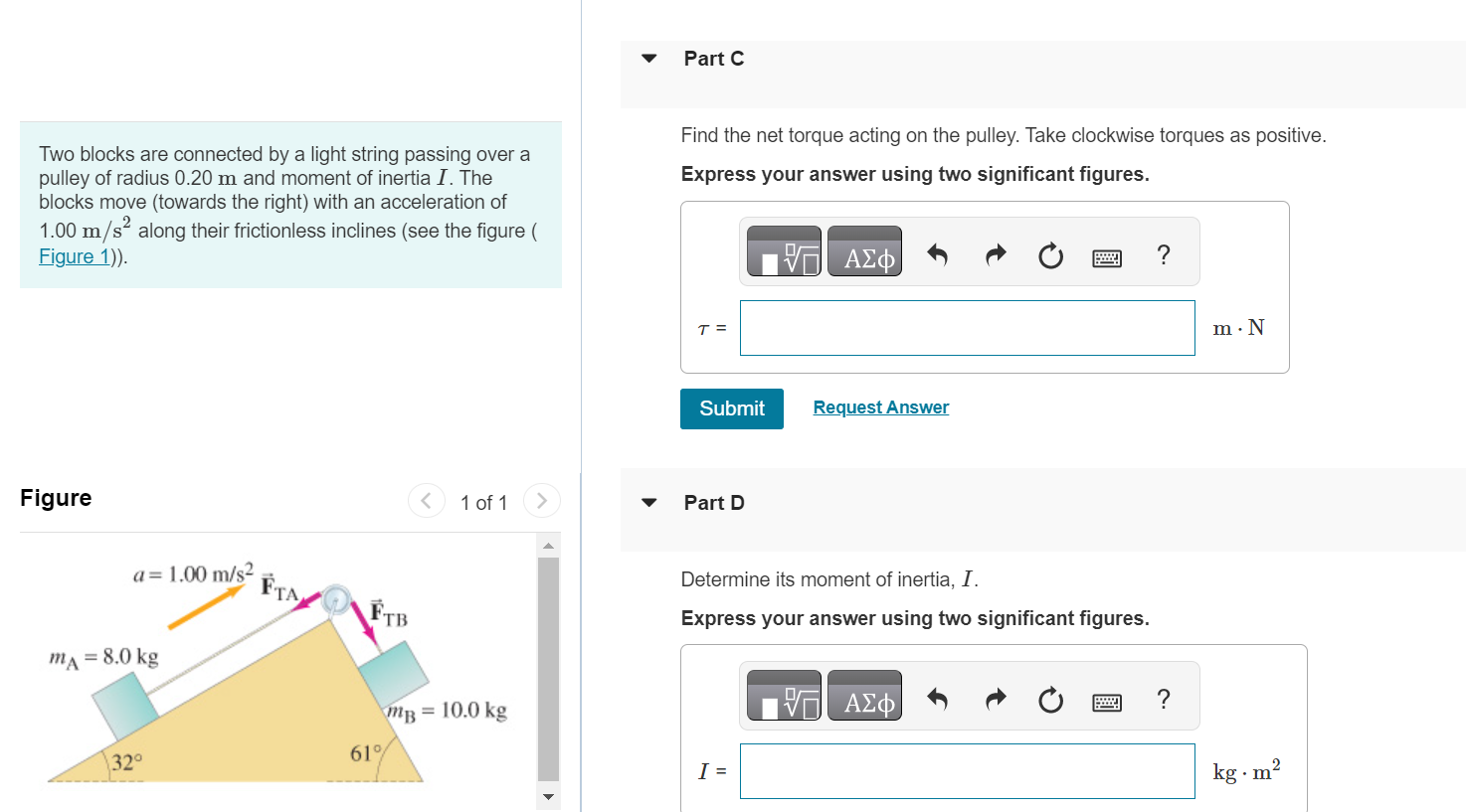 Solved Determine FTA, the tension in the left part of the | Chegg.com