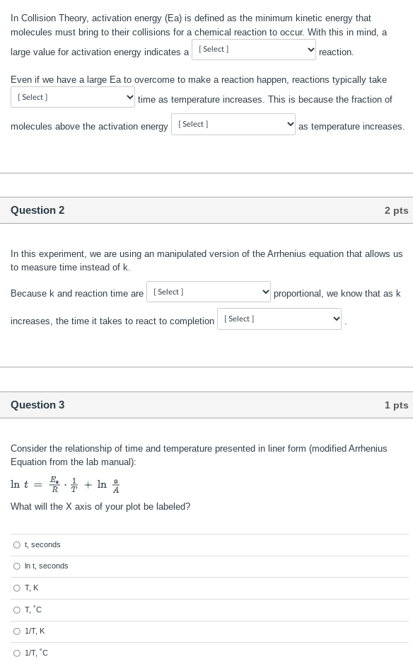 Solved In Collision Theory, activation energy (Ea) is | Chegg.com