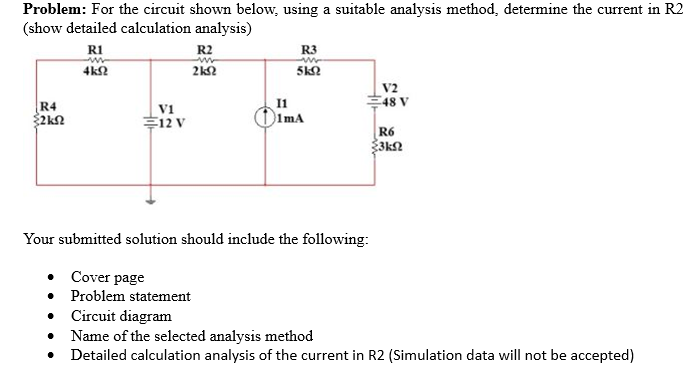 Solved Problem: For the circuit shown below, using a | Chegg.com