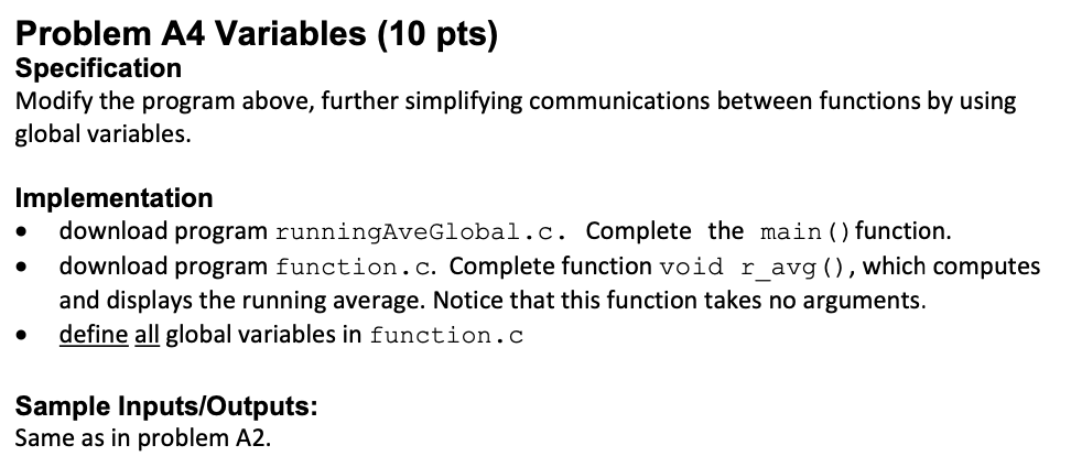 Solved Please help me implement this code in C prog | Chegg.com