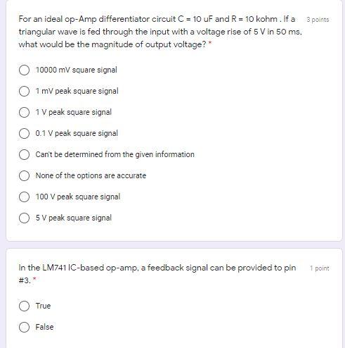 Solved For an ideal op-Amp differentiator circuit C = 10 uF | Chegg.com