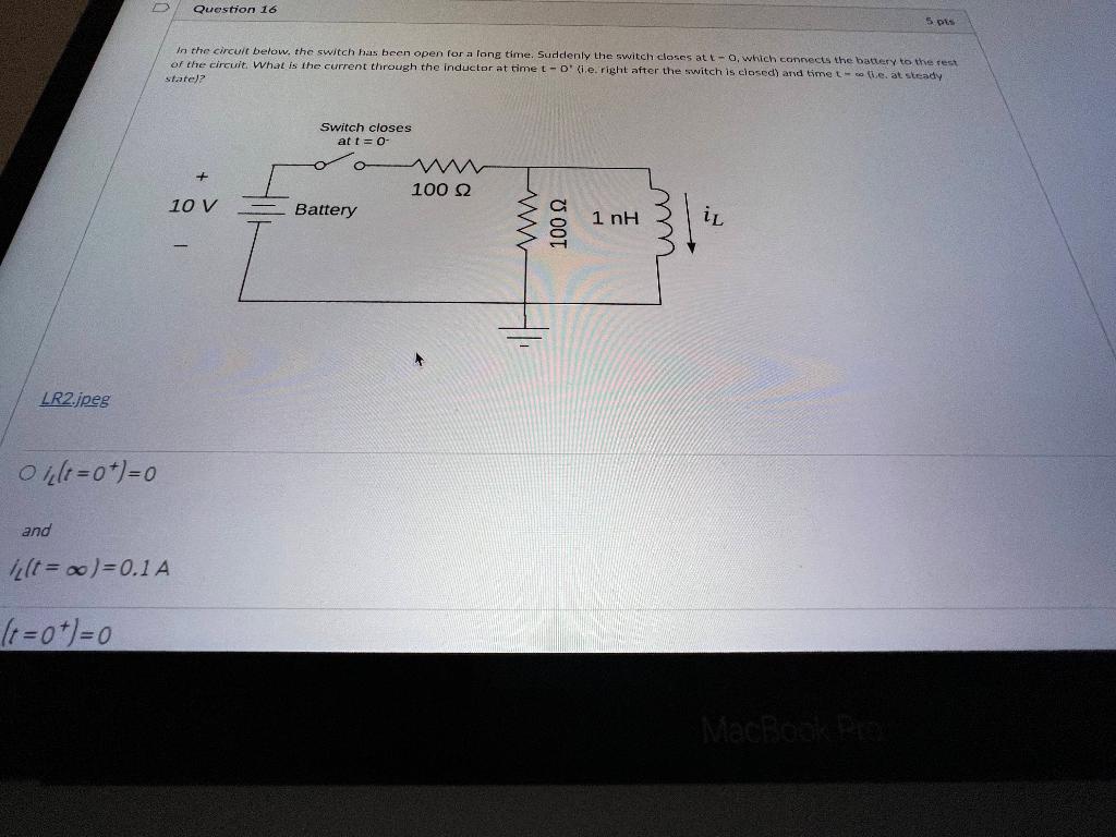 Solved In the circuit below, the switch has bech open for a | Chegg.com