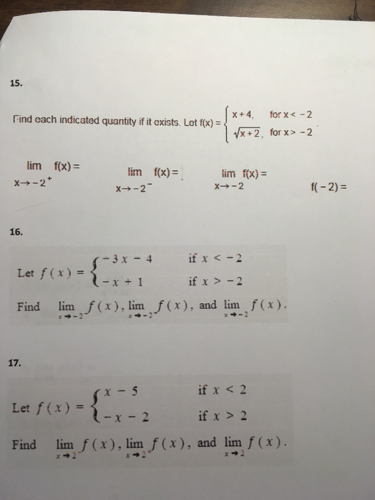 Solved 15. Find each indicated quantity if it exists. Let | Chegg.com