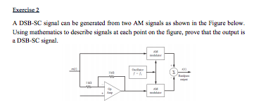 Solved Exercise 2 A DSB-SC signal can be generated from two | Chegg.com