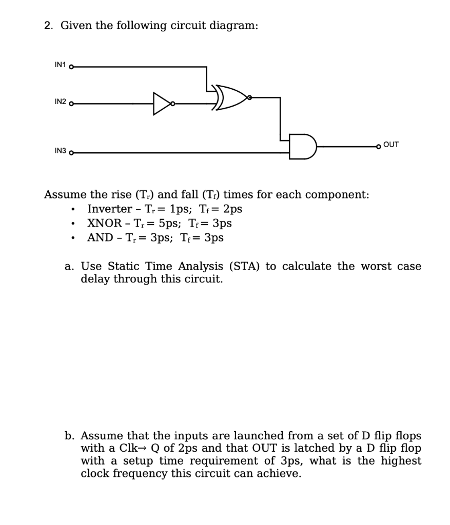 Solved 2 Given The Following Circuit Diagram In1 In2 In2 