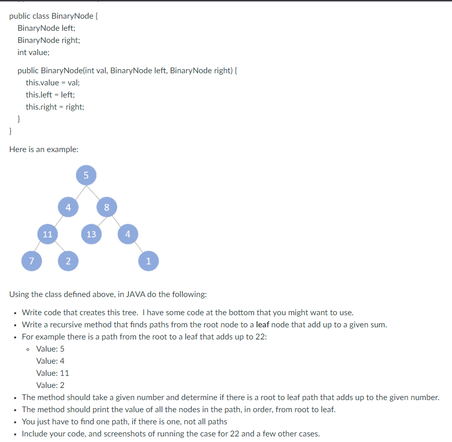 Solved Public Class Binarynode Binarynode Left Binarynode