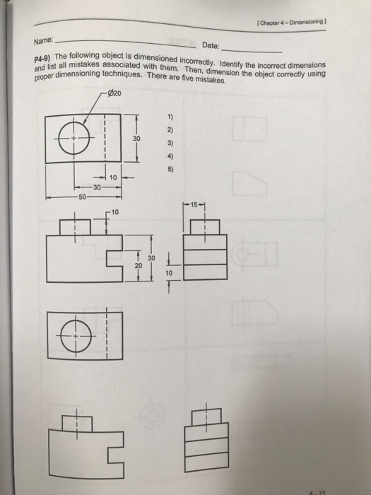 Solved I Chapter 4-Dimensioning1 Name P4-9) proper The | Chegg.com