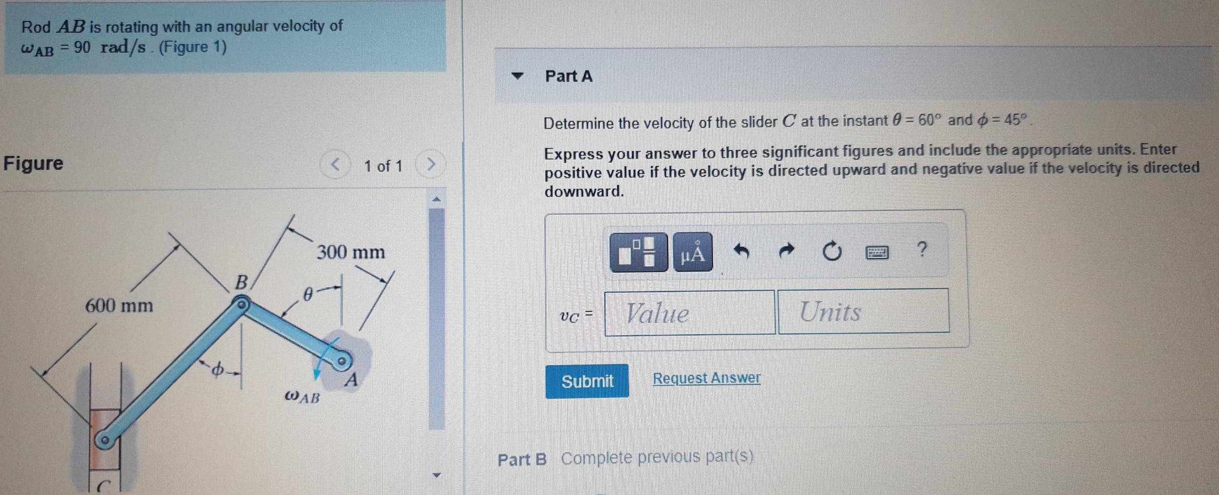 Solved Rod AB is rotating with an angular velocity of WAB = | Chegg.com