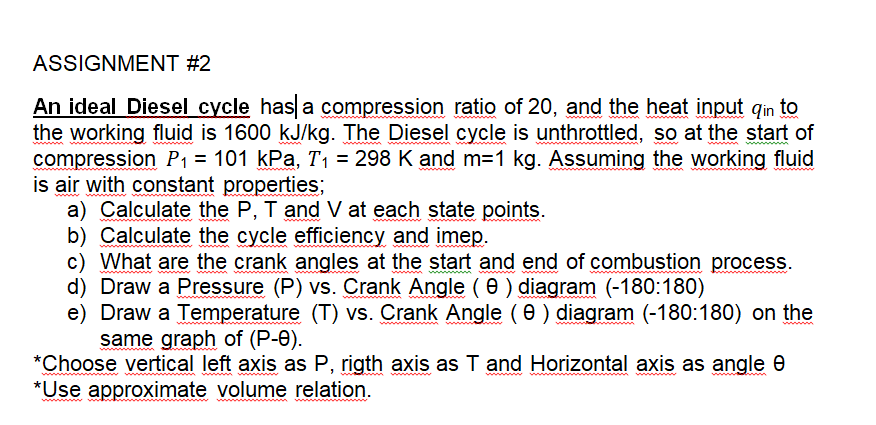 Solved ASSIGNMENT #2 An ideal Diesel cycle has a compression | Chegg.com
