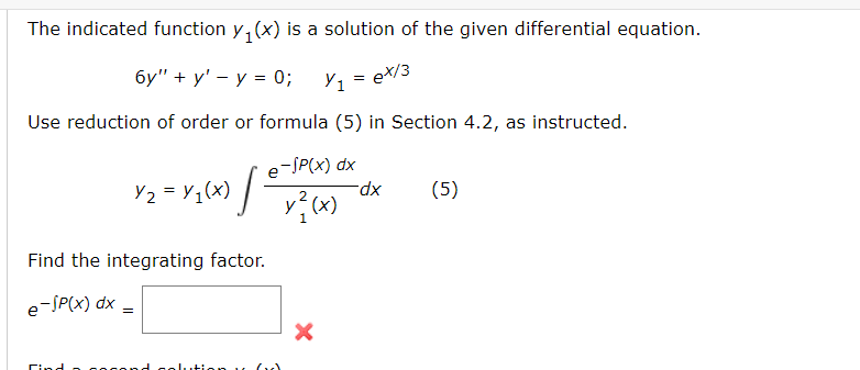 The indicated function y(x) is a solution of the | Chegg.com