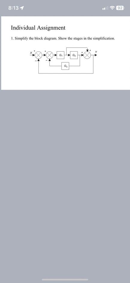 Solved Individual Assignment 1. Simplify the block diagram. | Chegg.com