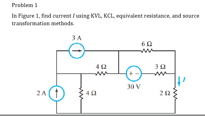 Problem 1In Figure 1, ﻿find current I using KVL, | Chegg.com