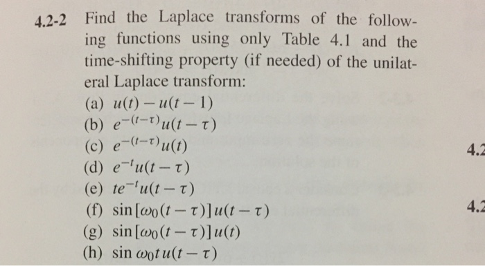 Solved 4.2-2 Find the Laplace transforms of the follow ing | Chegg.com