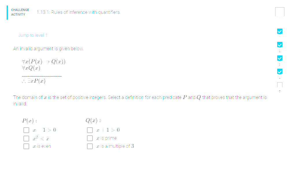 Solved 1.13.1: Rules of inference with quantifiers.Jump to | Chegg.com
