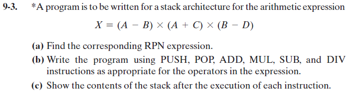 Solved X=(A−B)×(A+C)×(B−D) (a) Find the corresponding RPN | Chegg.com