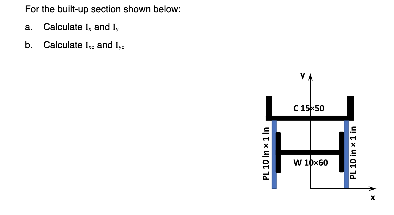 Solved For the built-up section shown below: a. Calculate Ix | Chegg.com Solved For the built-up section shown below: a. Calculate Ix | Chegg.com