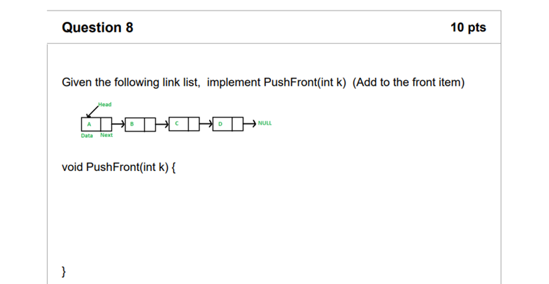 Solved Question 810 ﻿ptsGiven the following link list, | Chegg.com