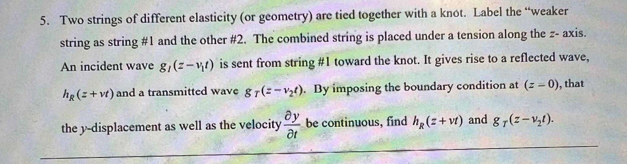Solved 5. Two strings of different elasticity (or geometry) | Chegg.com
