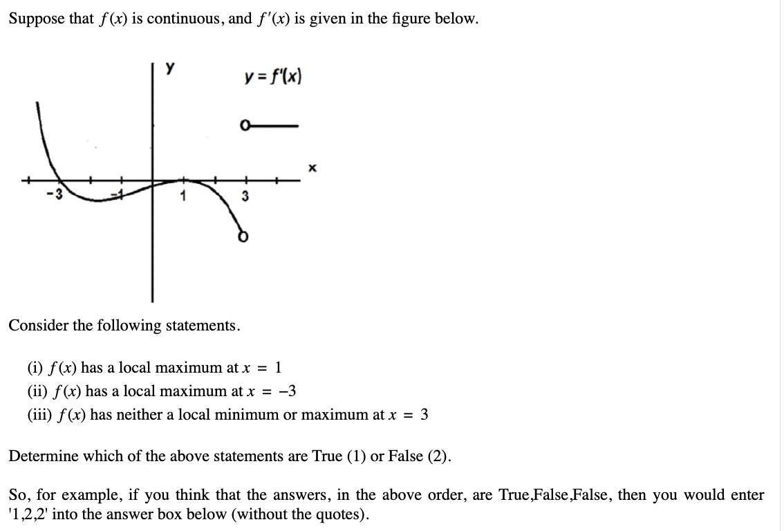 Solved Suppose that f(x) is ﻿continuous, and f'(x) is ﻿given | Chegg.com