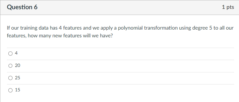 Solved If our training data has 4 features and we apply a | Chegg.com