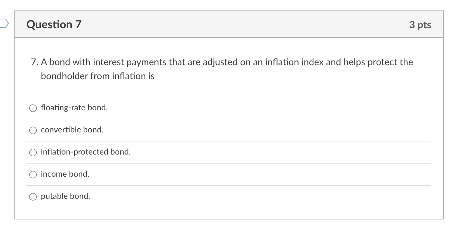 Solved Question 7 3 pts 7. A bond with interest payments | Chegg.com