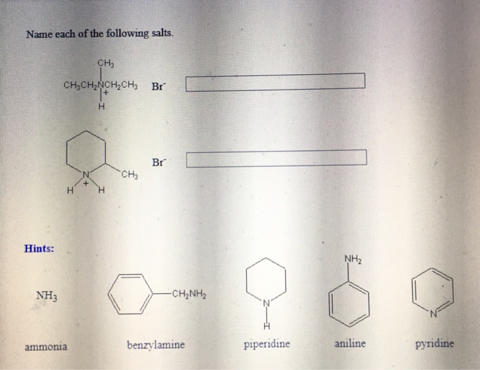 Solved Name each of the following salts. CH3 Br CH3 Hints: | Chegg.com
