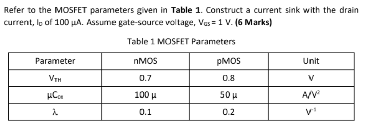 Solved Figure 1 shows the MOSFET current mirrors of sinking | Chegg.com