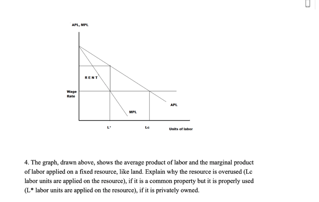 Solved APL, MPL RENT Wage Rate APL MPL Lc Units of labor 4. | Chegg.com