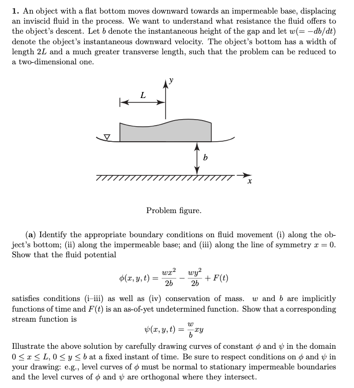 1. An object with a flat bottom moves downward | Chegg.com