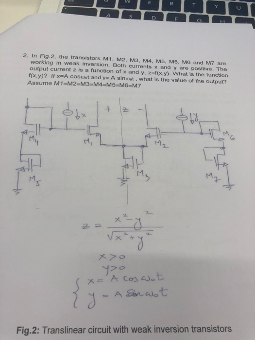 Solved 2. In Fig.2, the transistors M1, M2, M3, M4, M5, M5, | Chegg.com