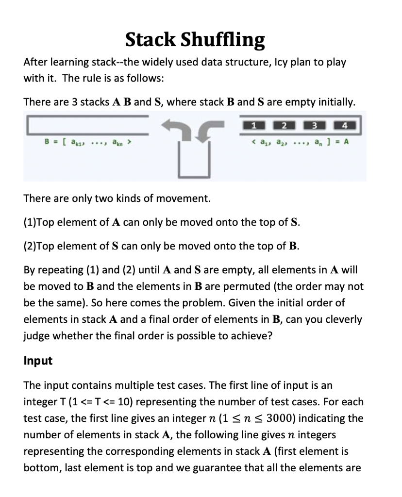 Solved Stack Shuffling After learning stack-the widely used | Chegg.com