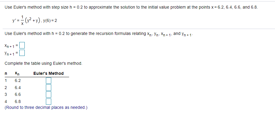 Solved Use Euler's method with step size h = 0.2 to | Chegg.com