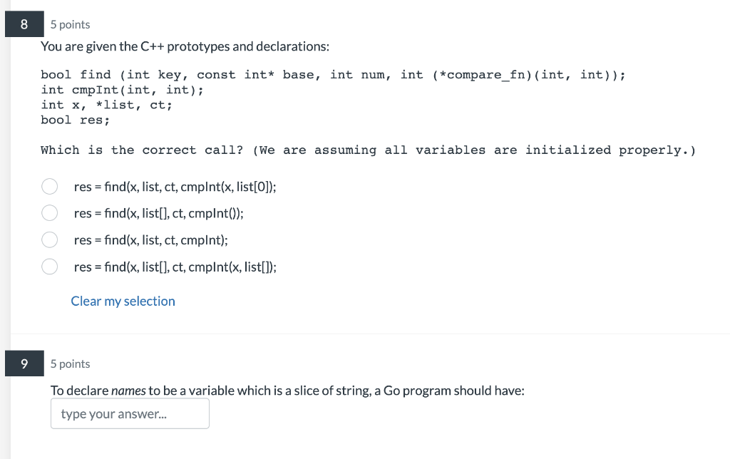 Solved 5 points You are given the C++ prototypes and | Chegg.com