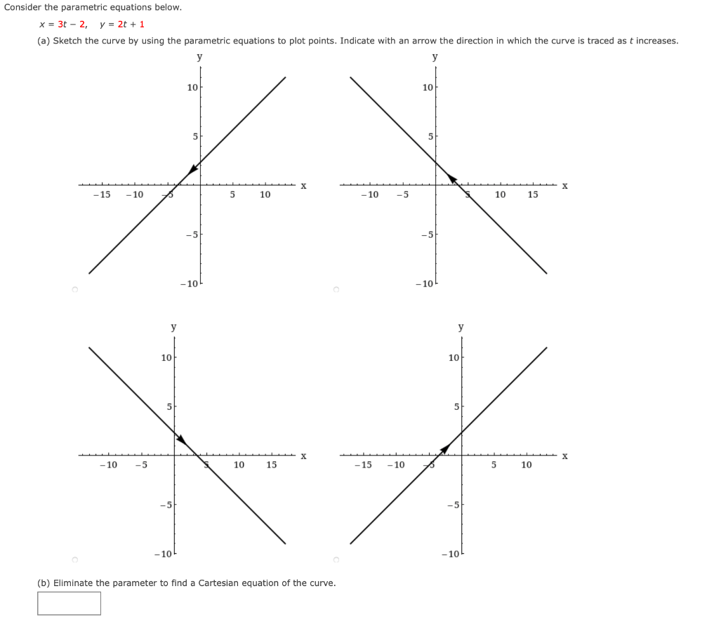 Solved Consider the parametric equations below. x = 3t2, y = | Chegg.com