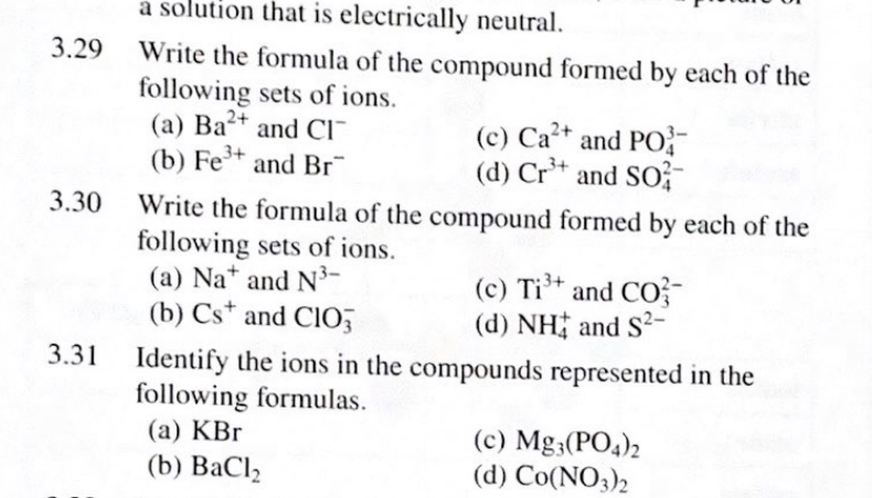 Solved 3.29 Write the formula of the compound formed by each | Chegg.com