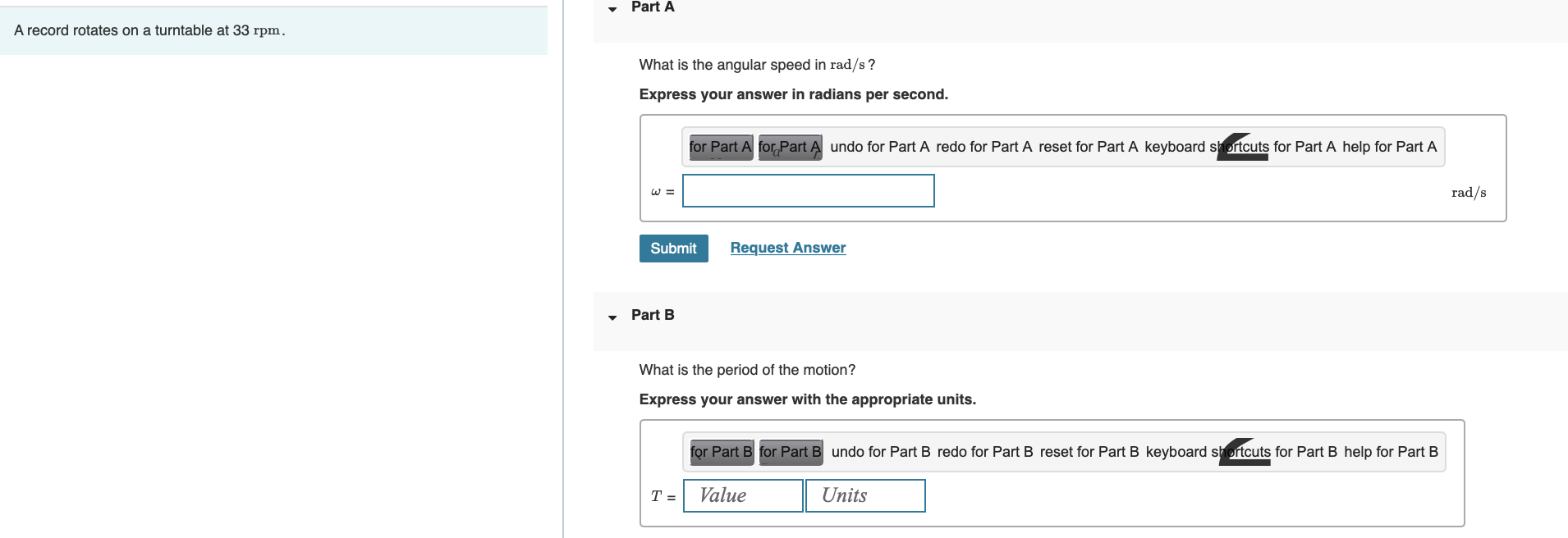 Solved A record rotates on a turntable at 33rpm. What is the | Chegg.com
