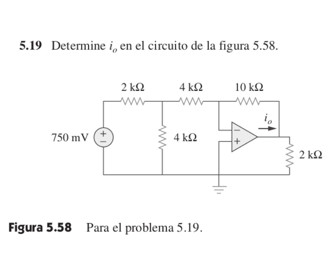 Solved 5.19 Determine io en el circuito de la figura 5.58. | Chegg.com