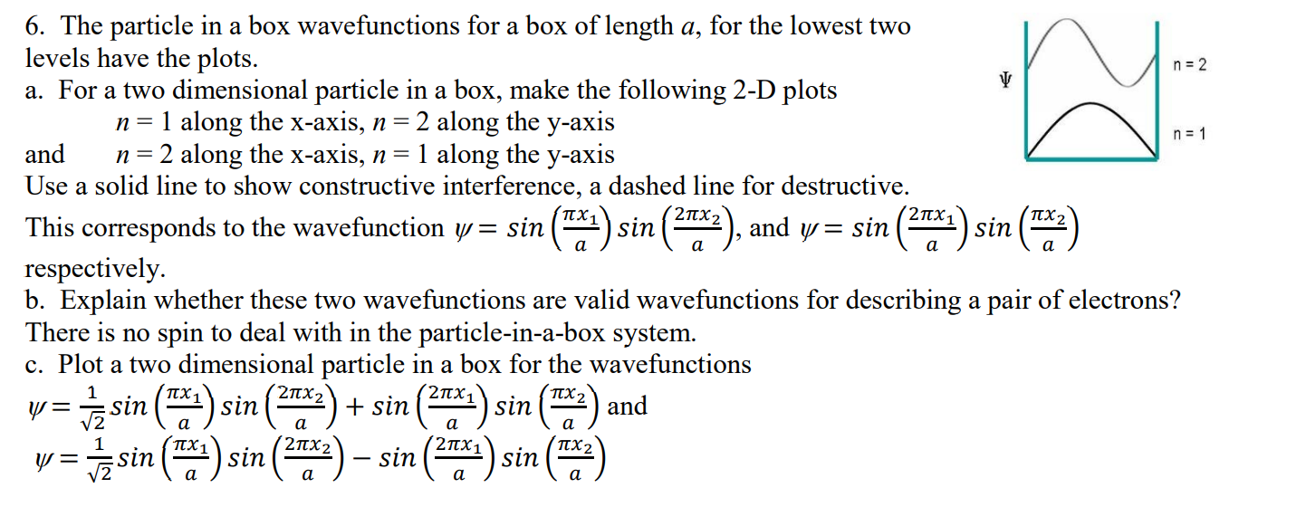 Solved 6. The particle in a box wavefunctions for a box of | Chegg.com