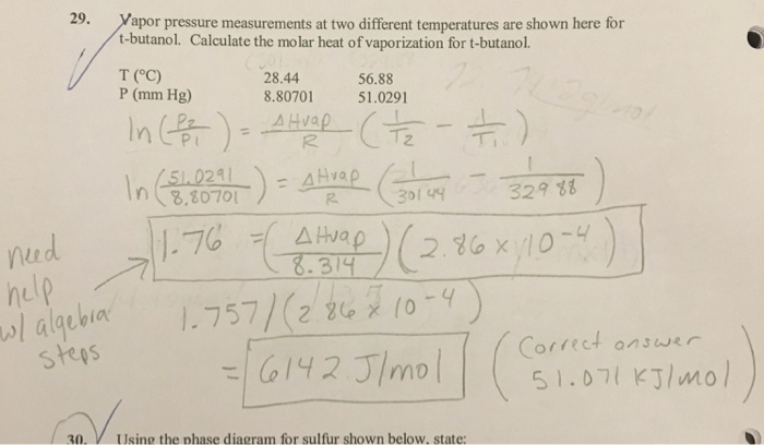 Solved Vapor pressure measurements at two different | Chegg.com