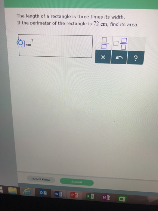 Solved The length of a rectangle is three times its width. | Chegg.com