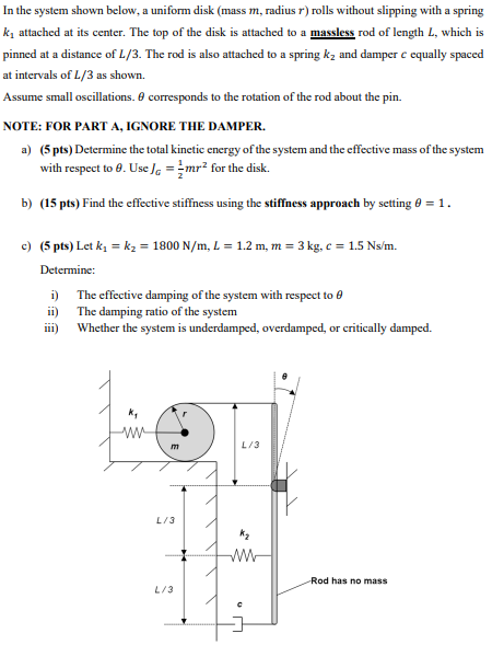 Solved In the system shown below, a uniform disk (mass m, | Chegg.com