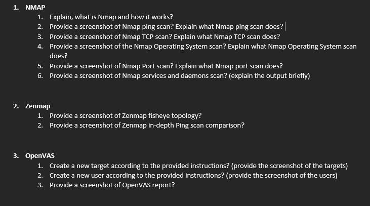 Solved 1. NMAP 1. Explain, what is Nmap and how it works? 2. | Chegg.com
