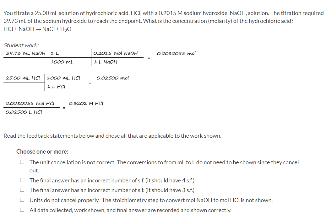 Solved You titrate a 25.00 mL solution of hydrochloric acid, | Chegg.com