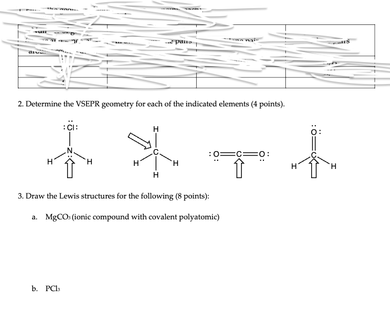 Solved 2. Determine the VSEPR geometry for each of the | Chegg.com