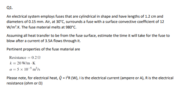 Solved An electrical system employs fuses that are | Chegg.com