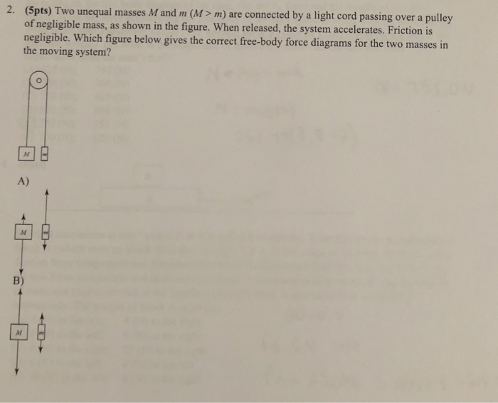 Solved (5pts) Two unequal masses M and m (M> m) are | Chegg.com Solved (5pts) Two unequal masses M and m (M> m) are | Chegg.com