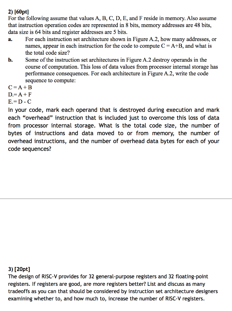 1) [20pt] Compute the effective CPI for an | Chegg.com
