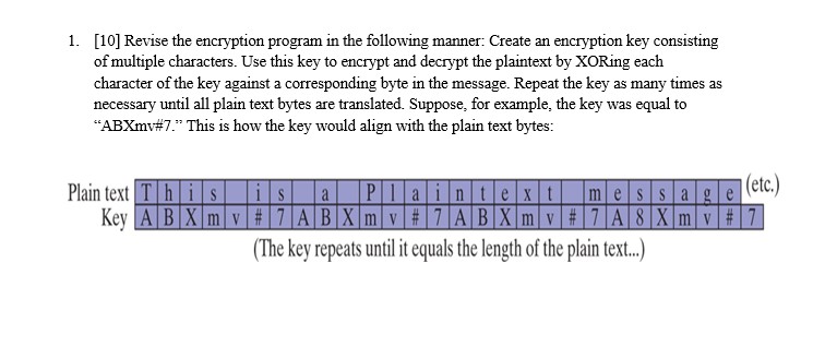 Solved [10] Revise the encryption program in the following | Chegg.com