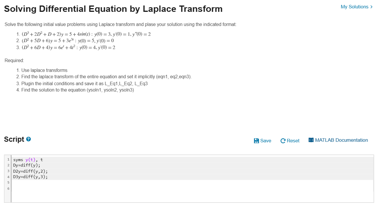 Solved Solving Differential Equation by Laplace Transform | Chegg.com