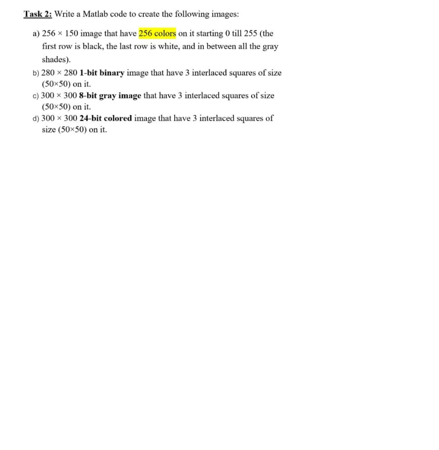 Solved Task 2 Write A Matlab Code To Create The Following 2030